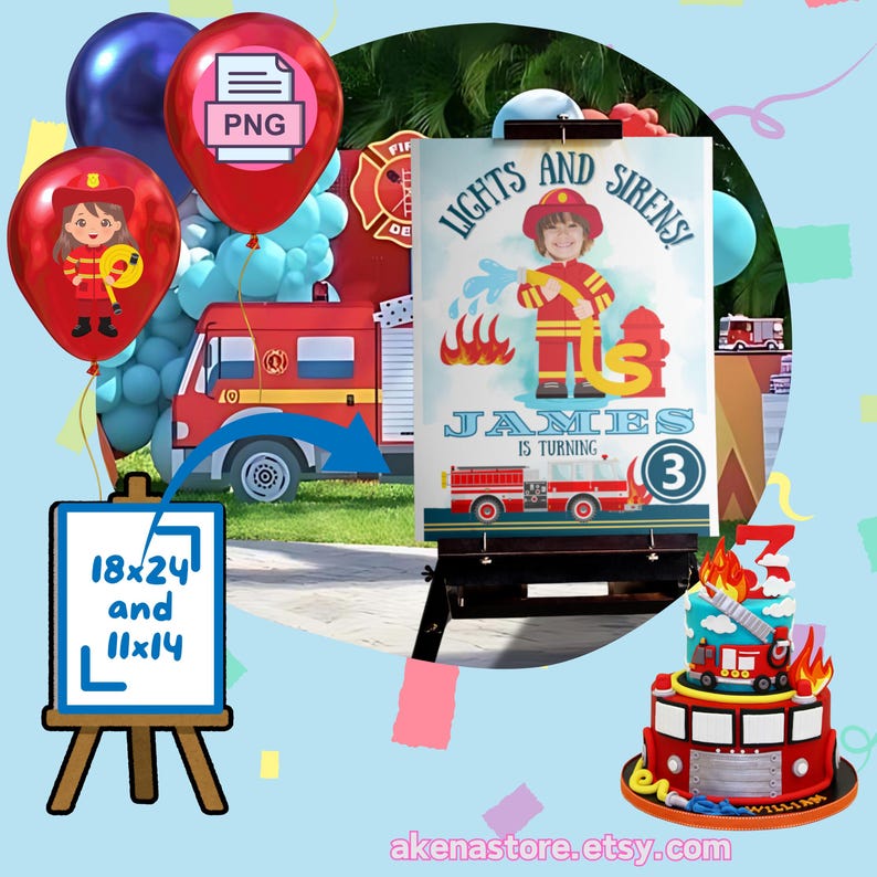 Fire Truck Birthday Sign Firefighter Fire Truck Birthday Party Welcome ...
