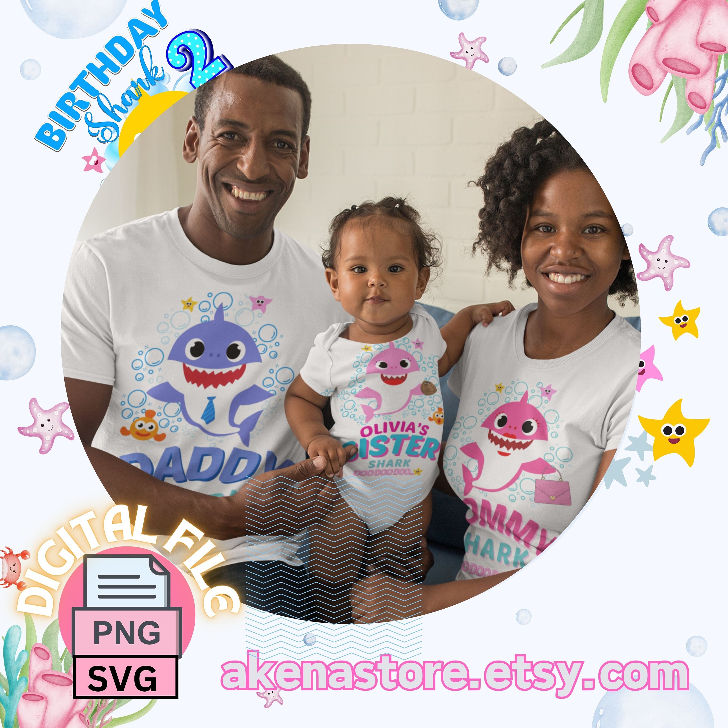 Custom Design, Personalized Baby Shark 1 Birthday Shirt: Name and Age ...