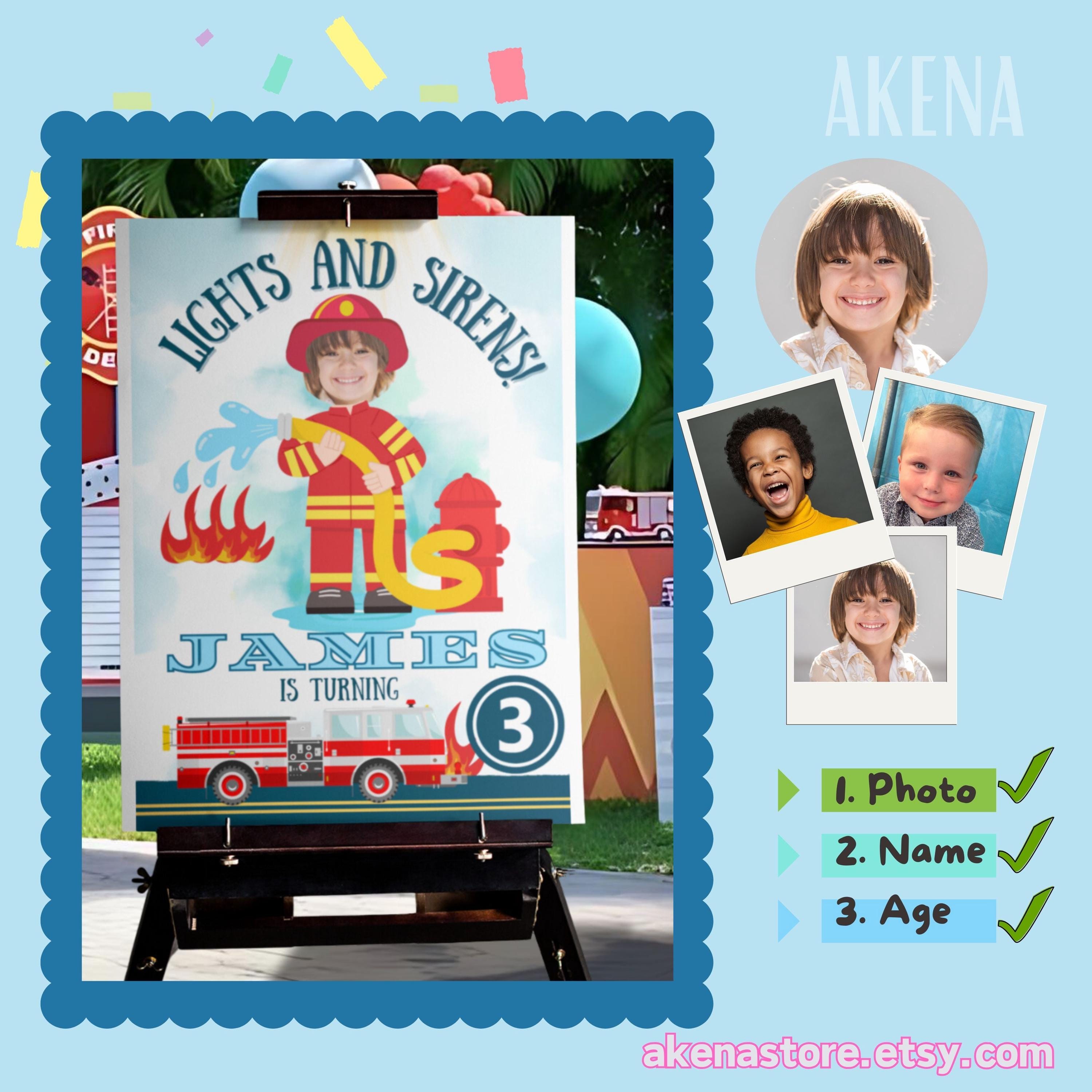 Fire Truck Birthday Sign - Firefighter - Fire Truck Birthday Party ...