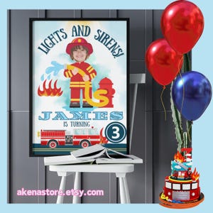 Fire Truck Birthday Sign - Firefighter - Fire Truck Birthday Party ...