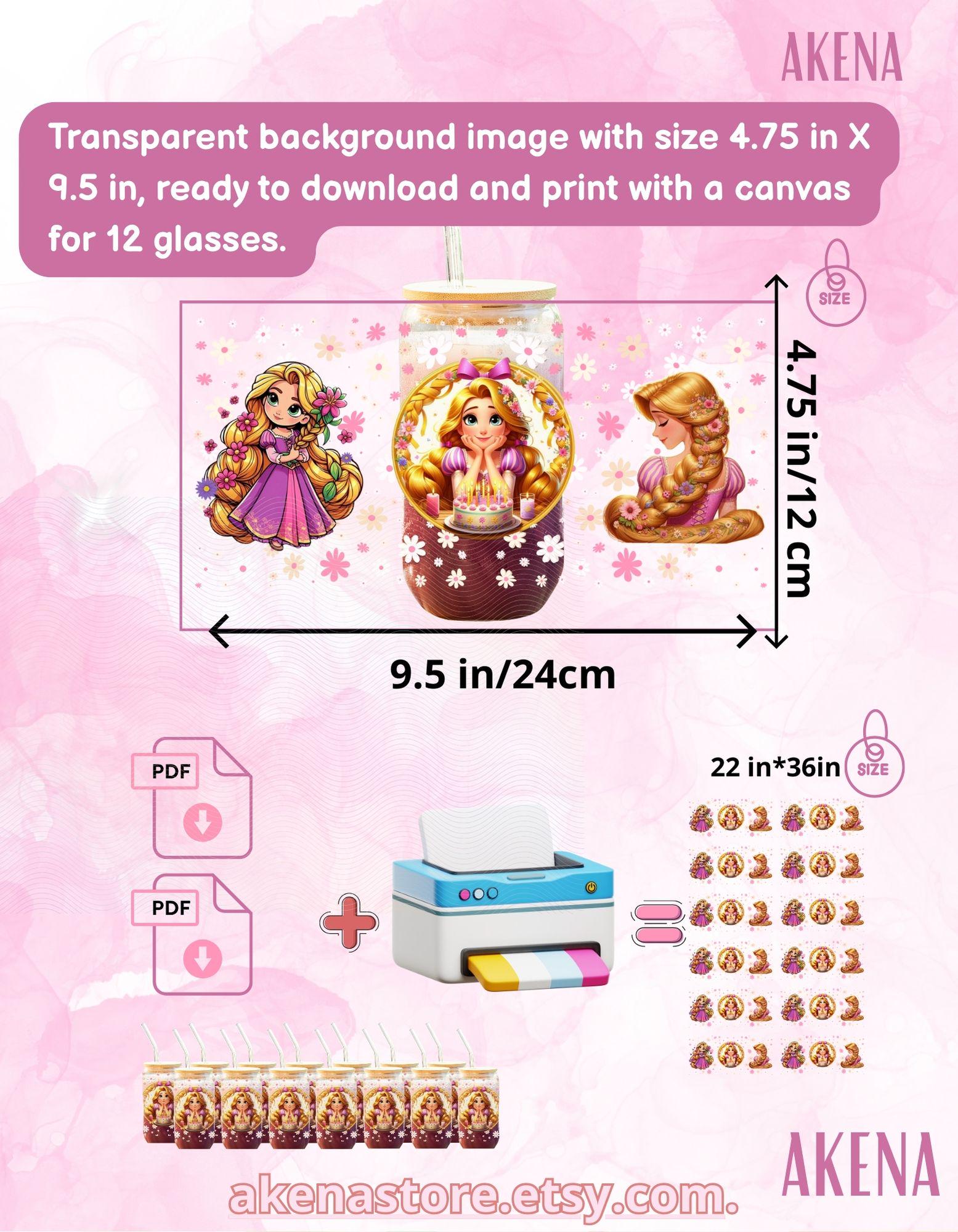 Rapunzel Tangled Tumbler Wrap PNG: UV DTF & Sublimation (digital ...
