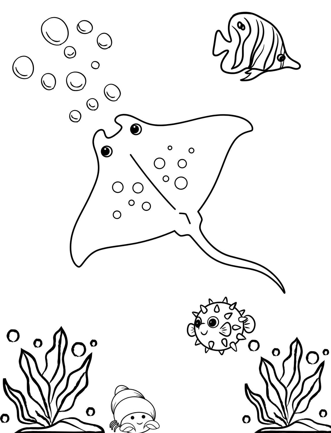 Easy Sea Creature Coloring Page - Etsy