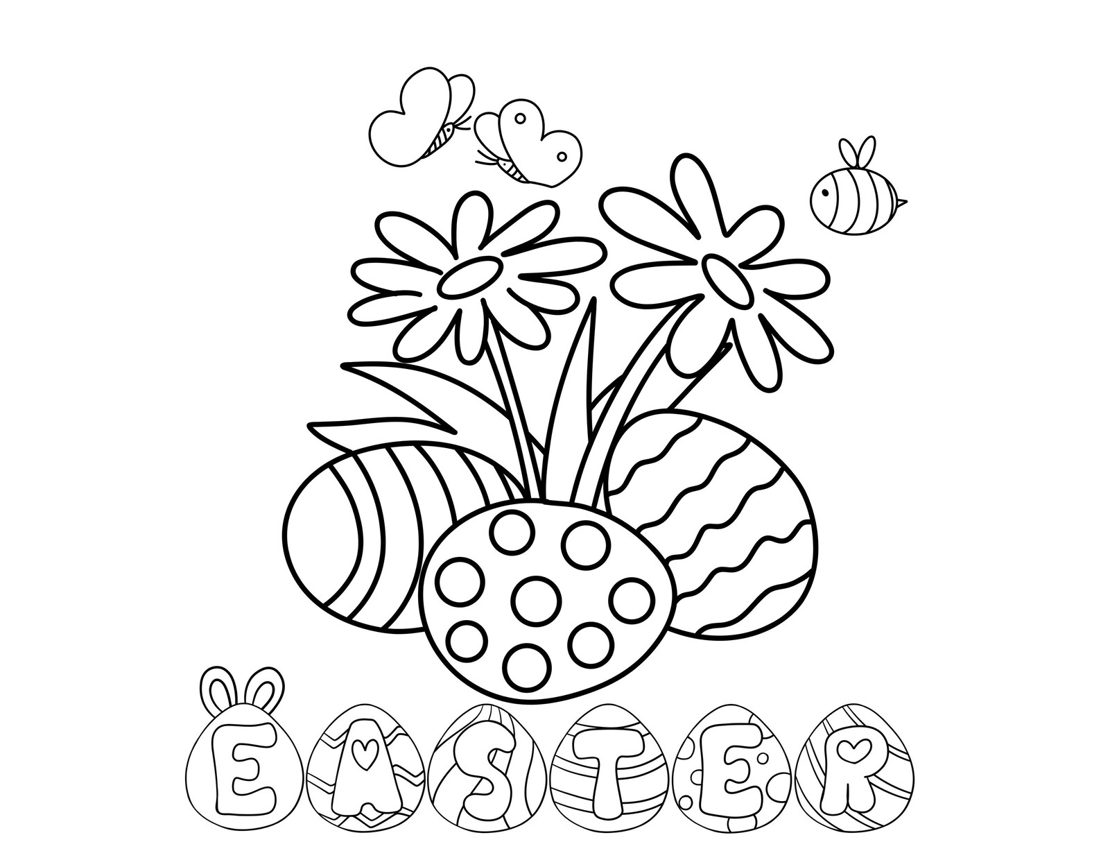 Simple Easter Coloring Page - Etsy