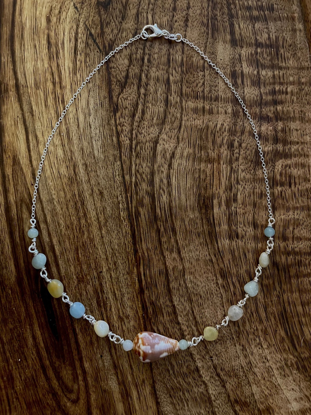 Hawai'i Cone Shell + Amazonite Necklace - Etsy