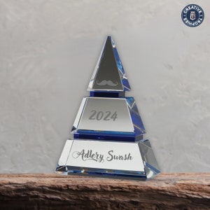 Personalised Engraved Crystal Trophy Award Pyramid, Custom Glass Trophy ...