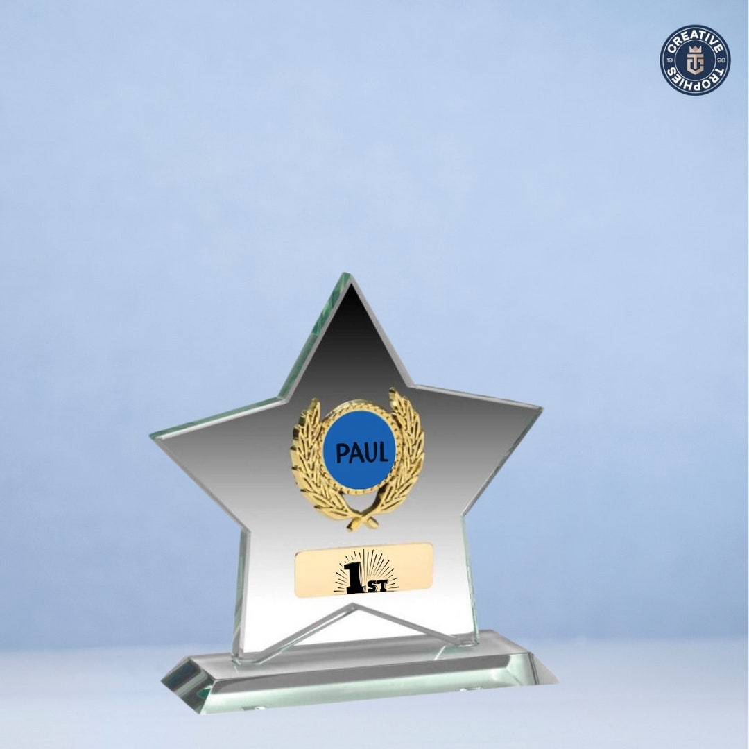 Jade Star Custom Glass Trophy, Custom Star Trophy, Custom Etched Trophy ...