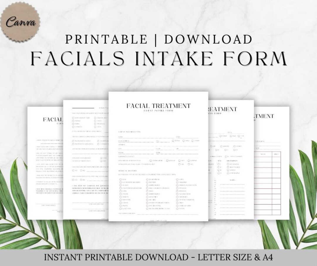 Skincare Client Intake Form | Esthetician Consent Form | Facial ...
