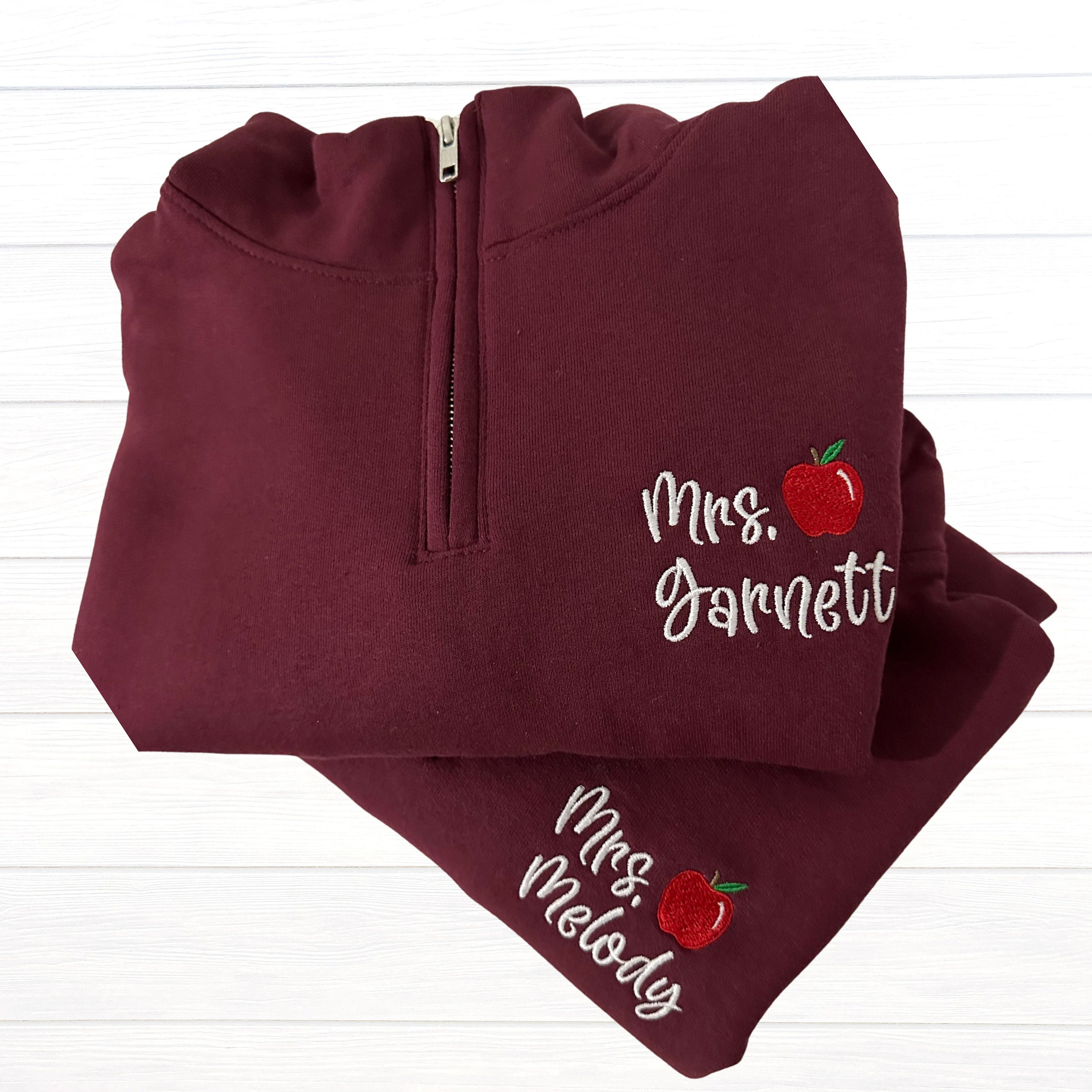 Embroidered Teacher Personalized Name Quarter Zip Teacher Gift ...