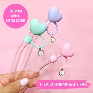 Straw Charm Personalized Cover for Drinkware Heart Accessory With ...