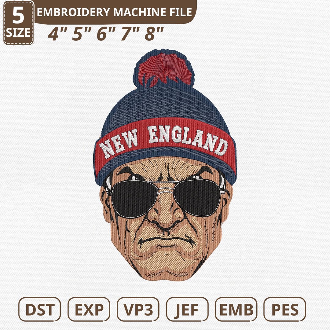 New England Men Machine Embroidery File, Navy Blue Rugby Ball Design ...