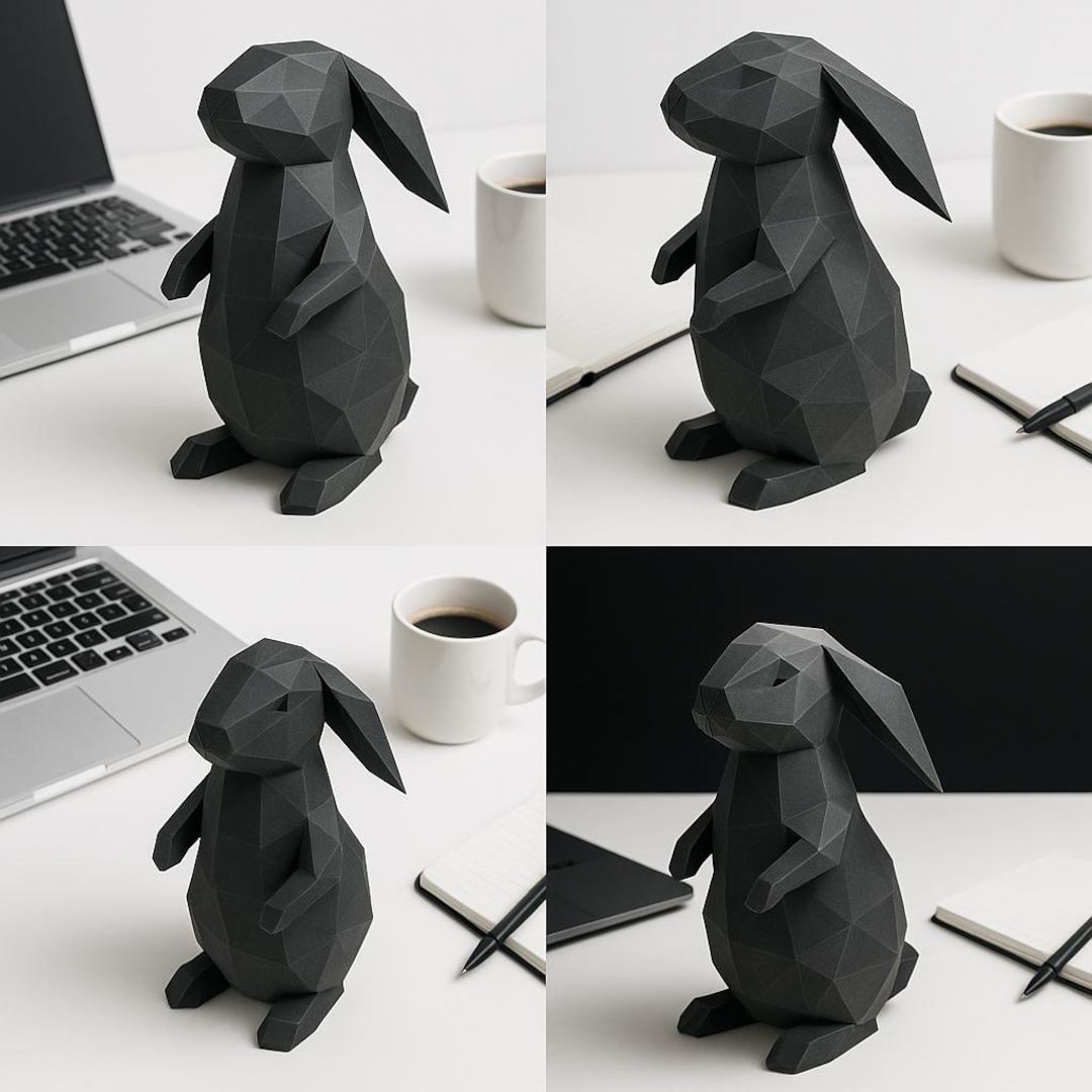 3D Papercraft Bunny – Low Poly Rabbit Paper Sculpture – DIY Geometric ...