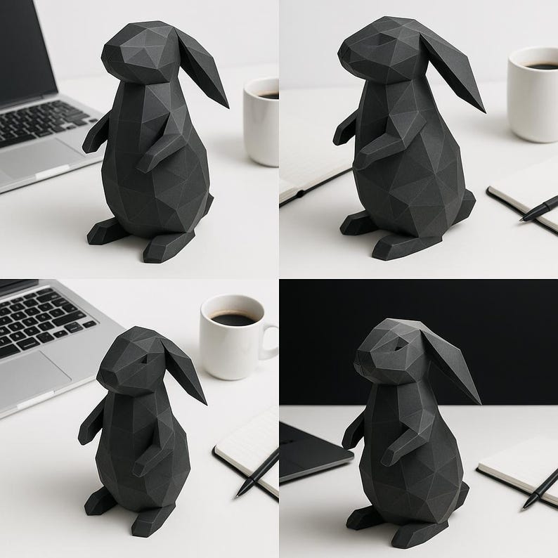 3D Papercraft Bunny – Low Poly Rabbit Paper Sculpture – DIY Geometric ...