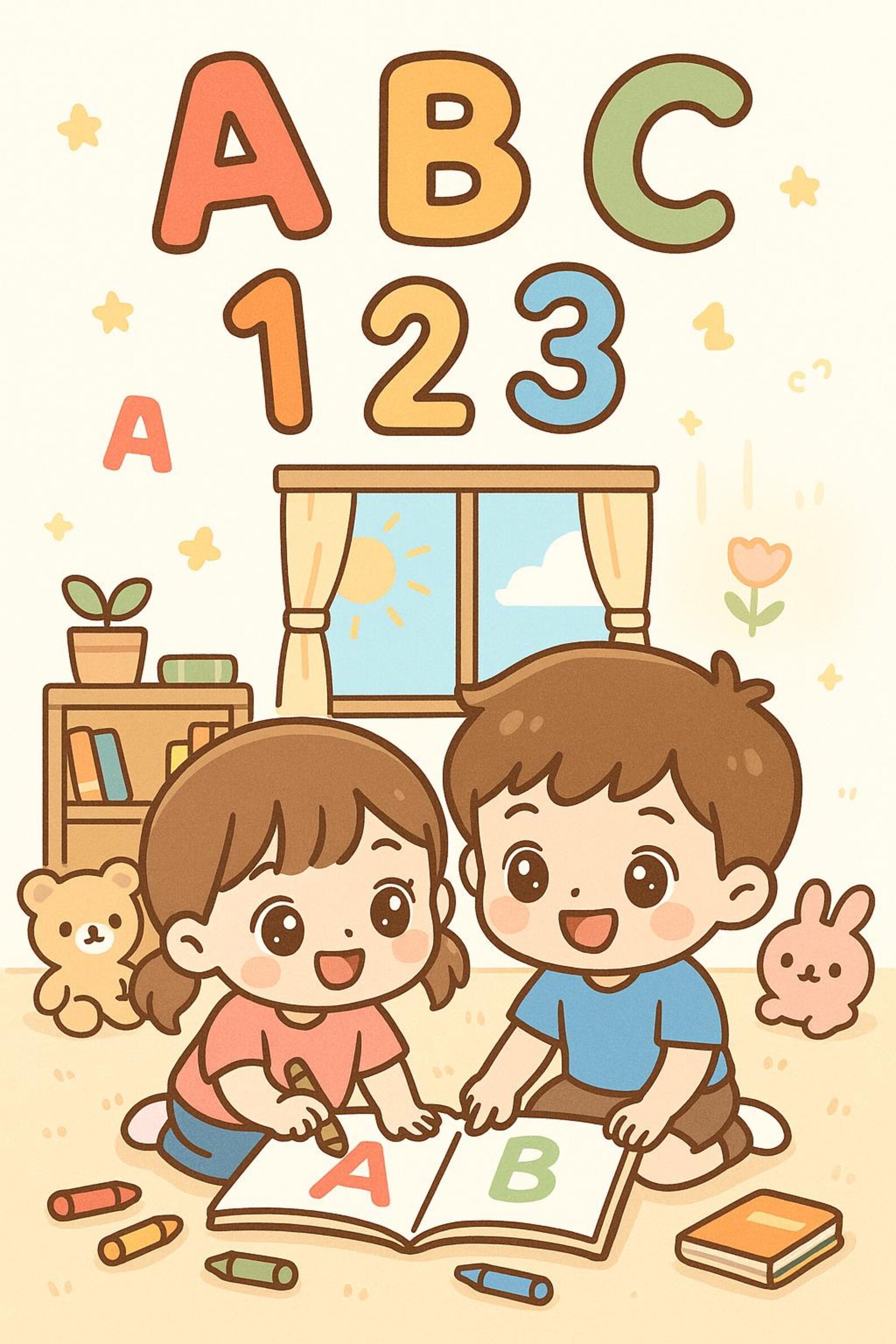 40+kawaii Alphabet and Numbers Coloring Book for Kids , ABC 123 ...