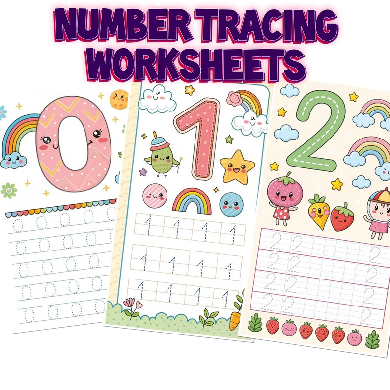 Number Tracing Worksheets 0-20, Preschool Handwriting Practice (PDF ...