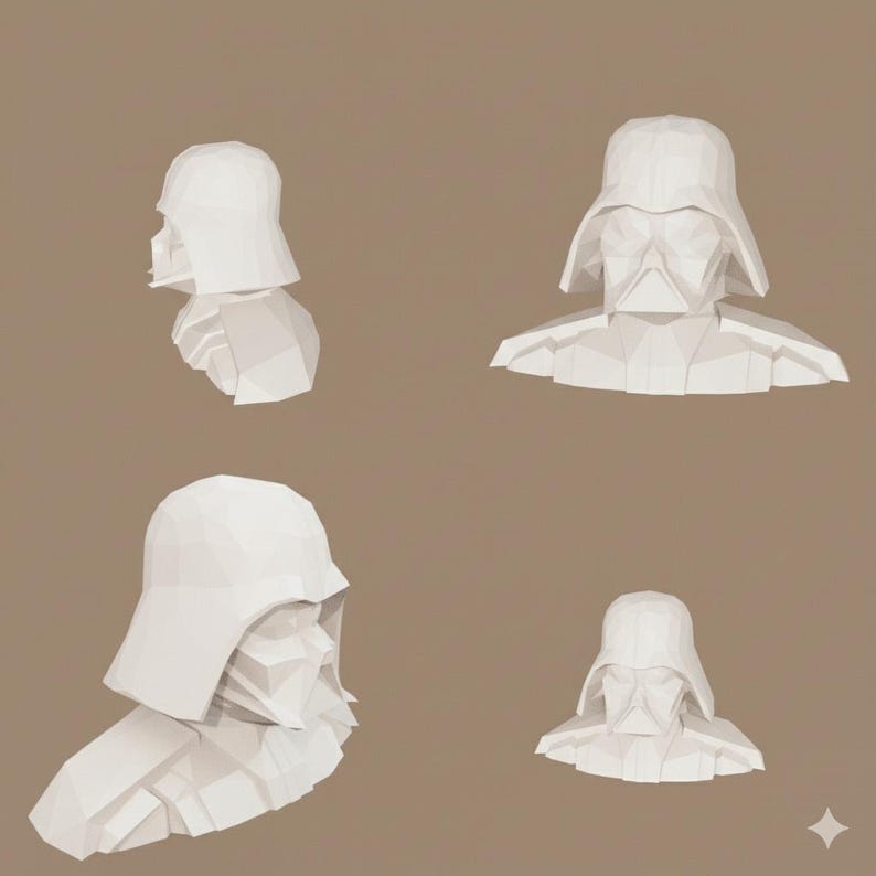 3D Papercraft Vader Bust – DIY Star Helmet Paper Model Kit | Geek Room ...