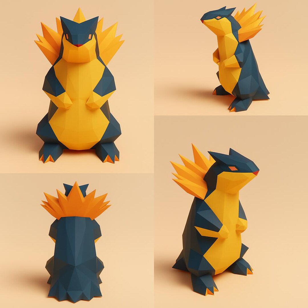 Typhlosion Papercraft Model – Low Poly Pokémon Desk Decor (digital ...
