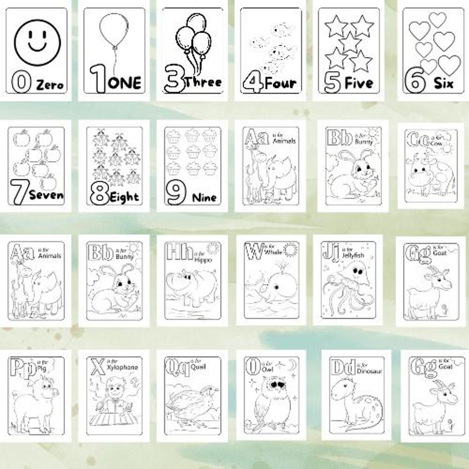 40+kawaii Alphabet and Numbers Coloring Book for Kids , ABC 123 ...