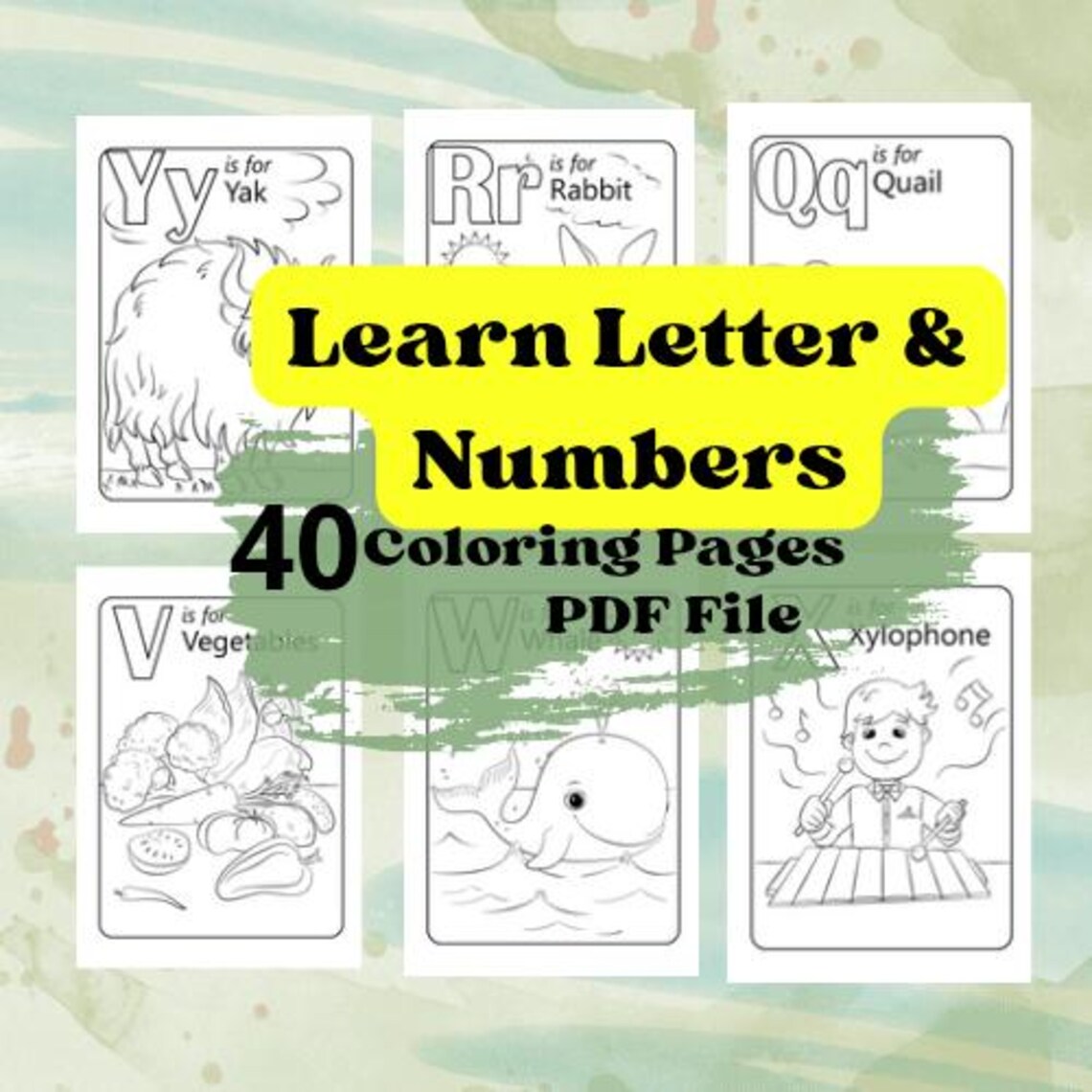 40+kawaii Alphabet and Numbers Coloring Book for Kids , ABC 123 ...