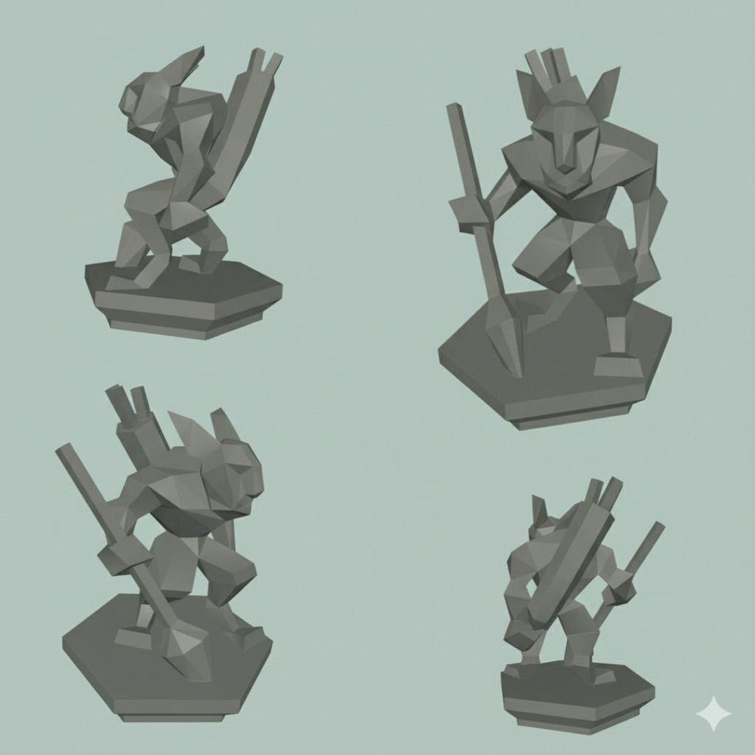 Low Poly Goblin Papercraft Template: DIY 3D Model Kids Room Decor (PDF ...