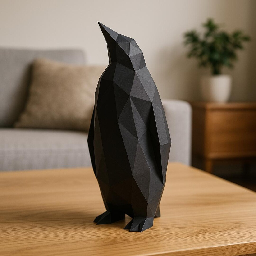 Low Poly Penguin Papercraft Template: DIY Geometric Decor (PDF Download ...