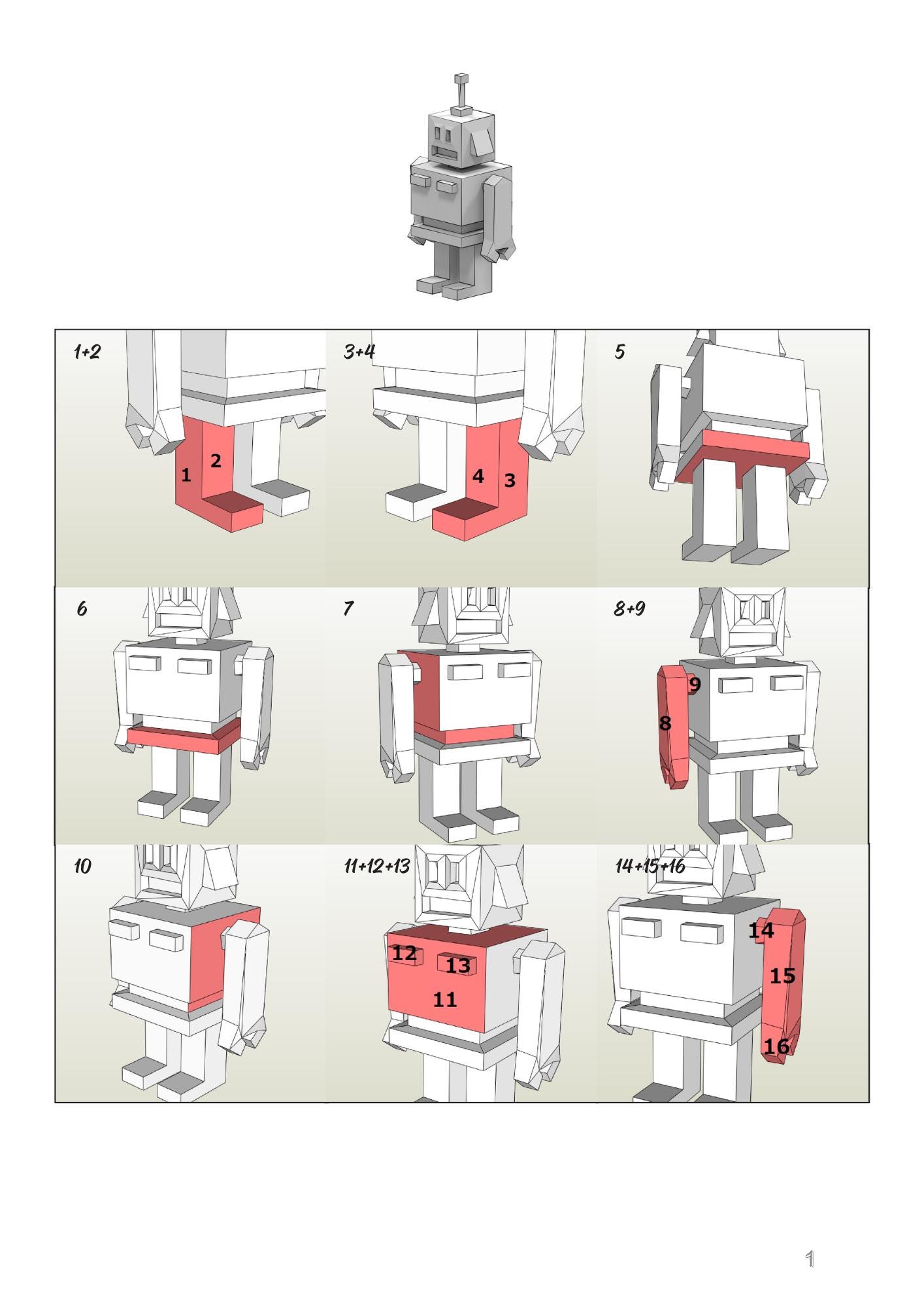 3D Papercraft Robot Template – DIY Printable Paper Craft Model – Kids ...