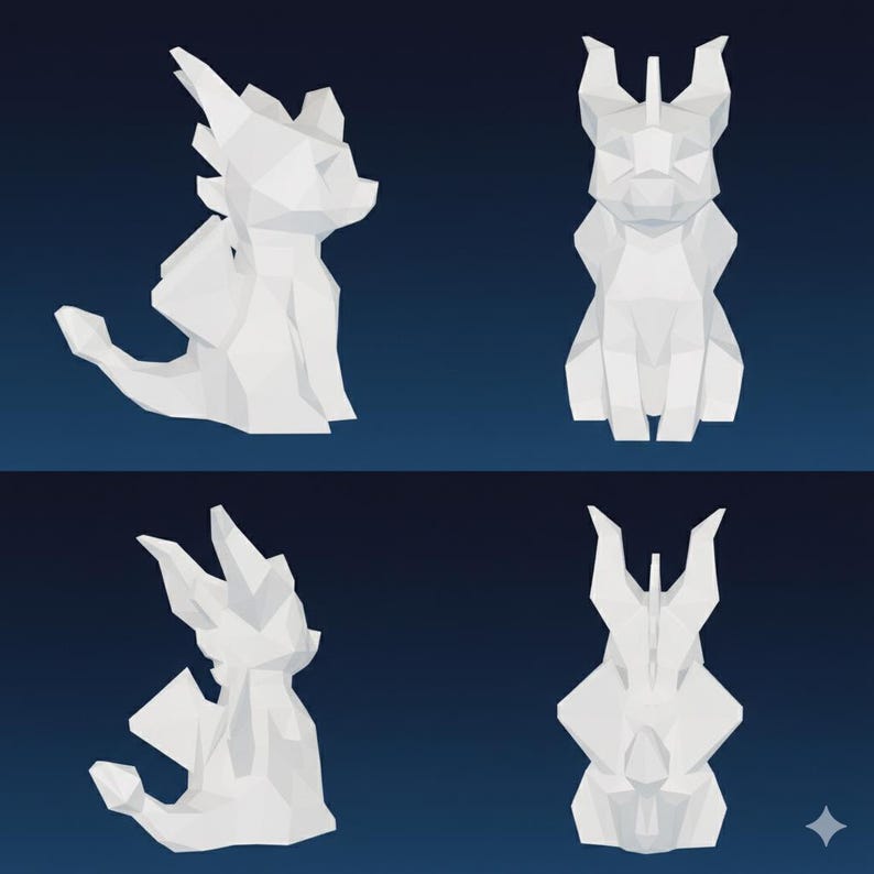 3D Papercraft Dragon Template – DIY Low Poly Spyro Inspired Papercraft ...