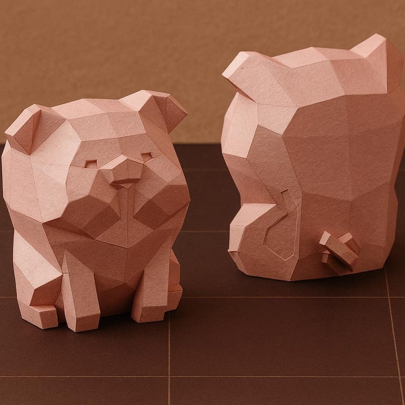 3D Pig Papercraft: DIY Low Poly Animal Model for Kids Decor - Etsy
