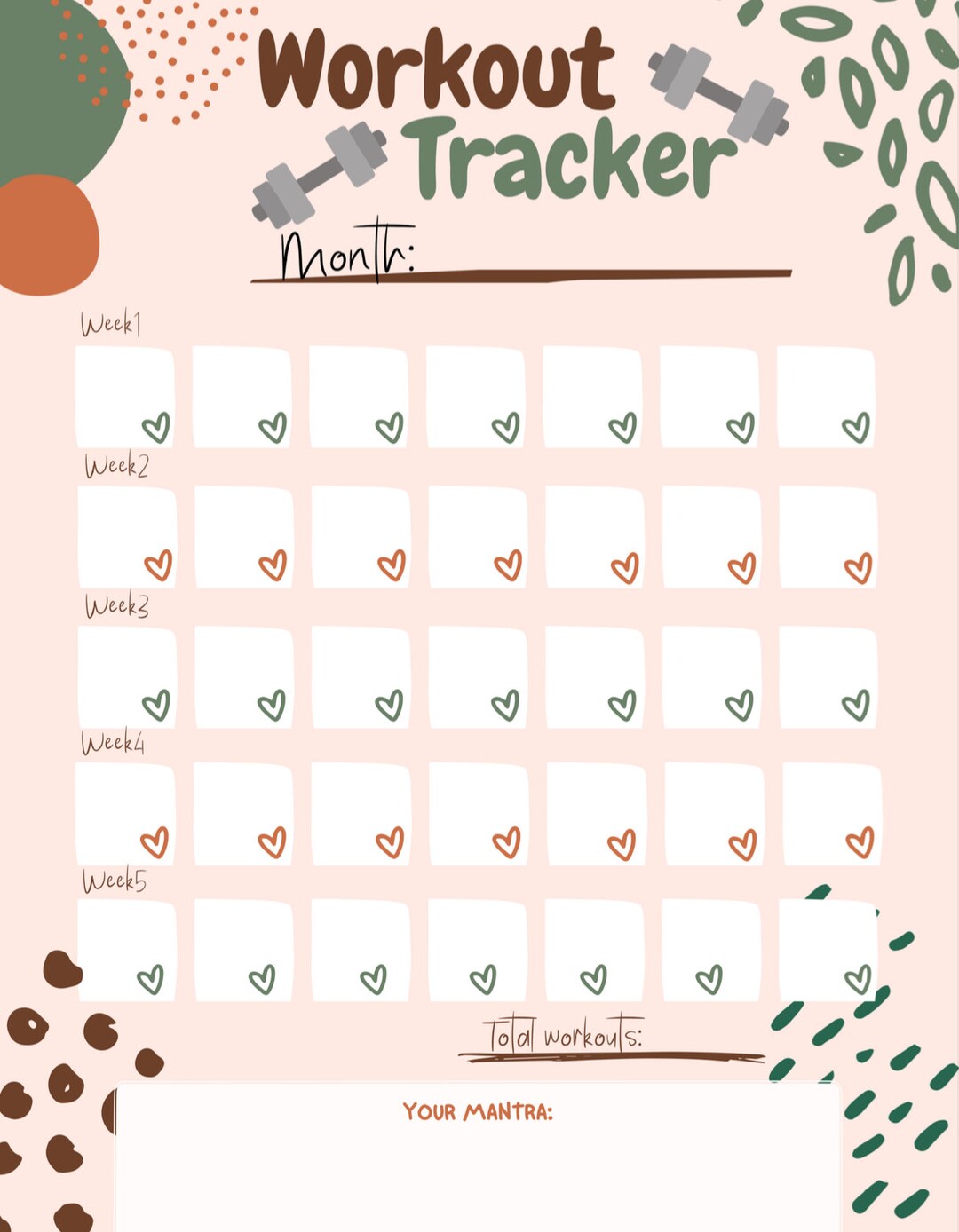 Undated Customizable Workout Tracker - Etsy Canada