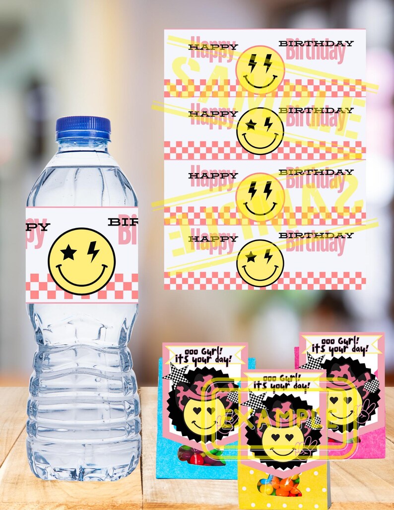 Smiley Face Water Bottle Labels Template Printable Smiley Face Theme ...