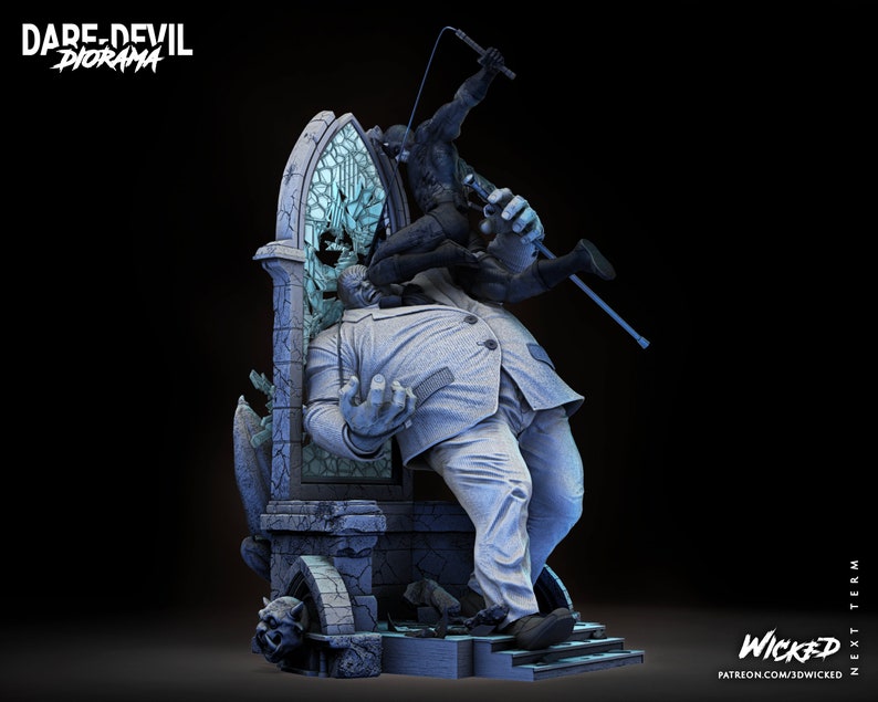 Wicked Marvel Daredevil & Kingpin Sculpture Diorama 1/12 - Etsy