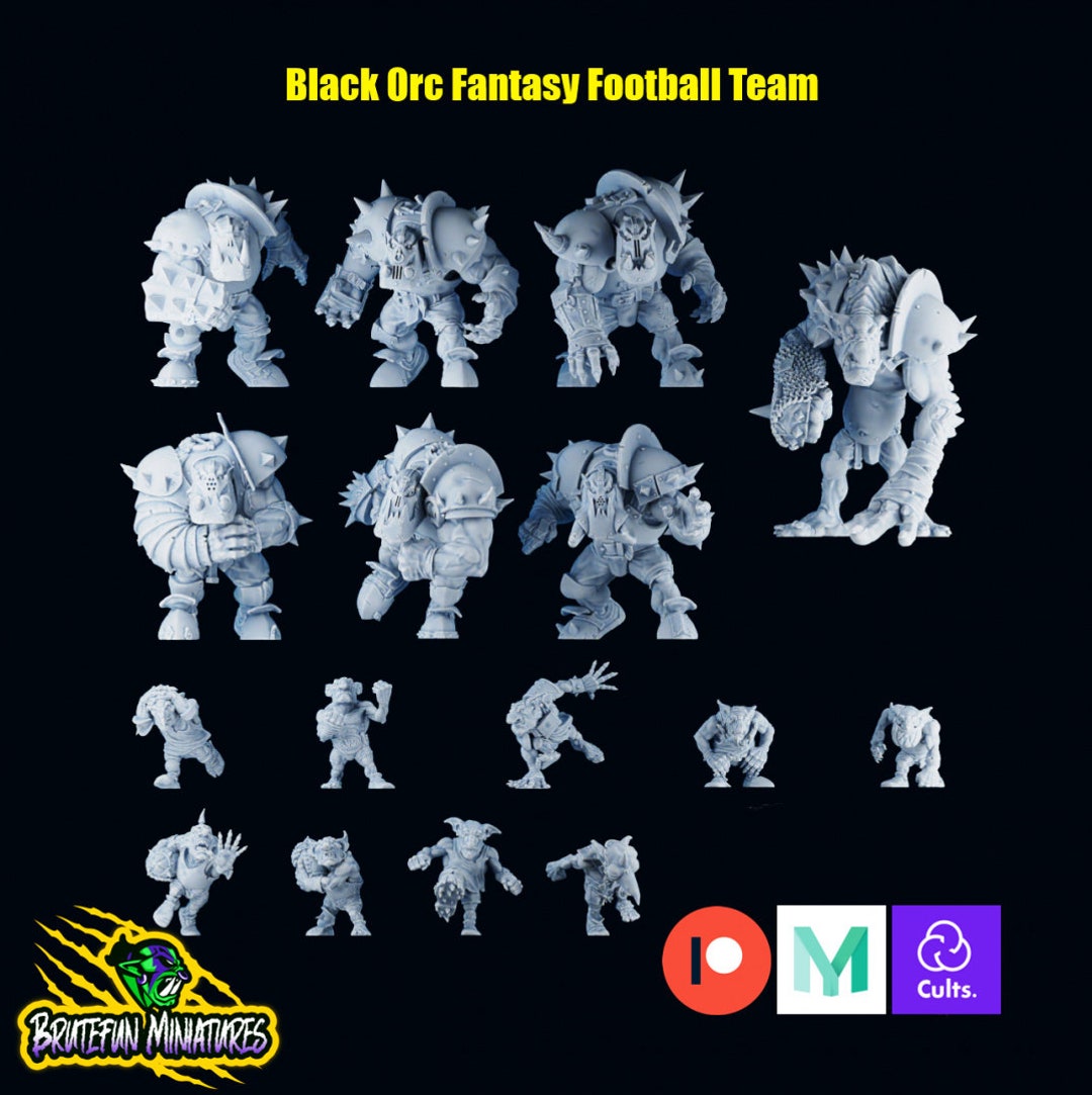 Brutefun Miniatures - Black Orc Team - Etsy