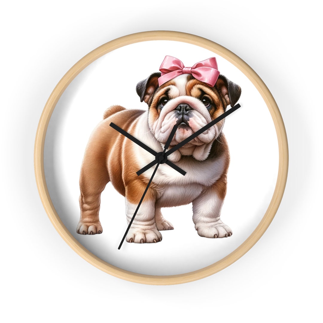 Bulldog Wall Clock, Bulldog, Clock, Dog Lover, Dog Clock, Pet, Pet ...