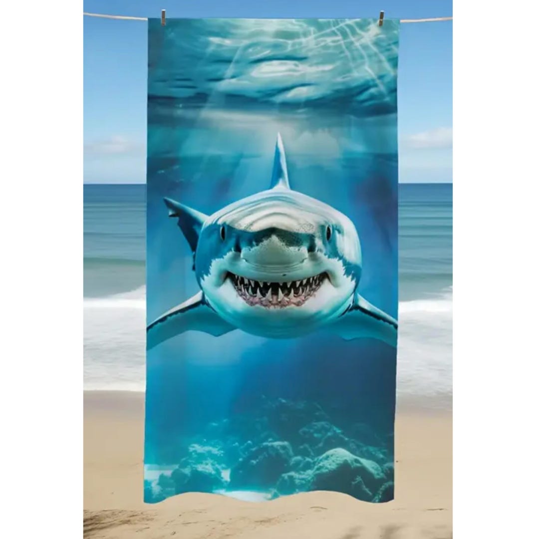 Great White Shark Beach Towel, Great White Towel, Beach Accessory ...