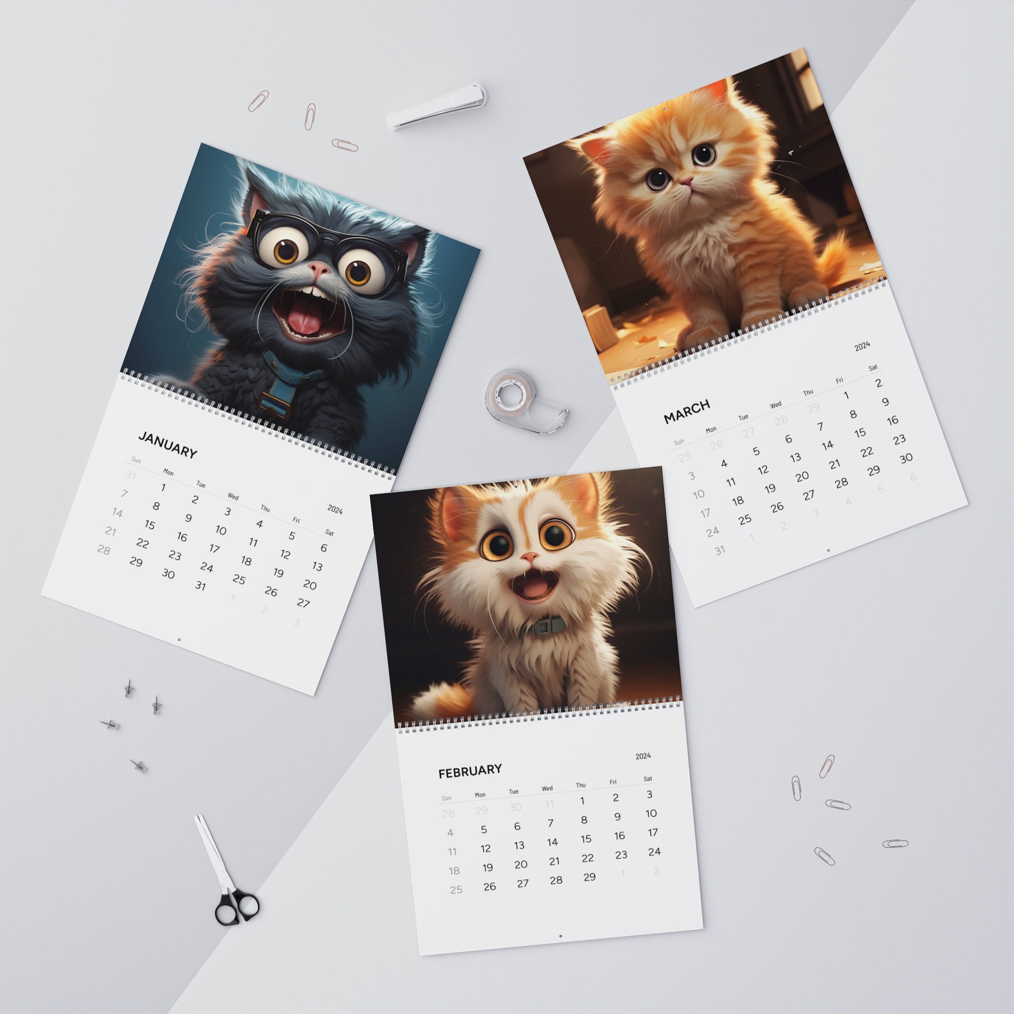 Funny Cat Wall Calendars 2024 - Etsy