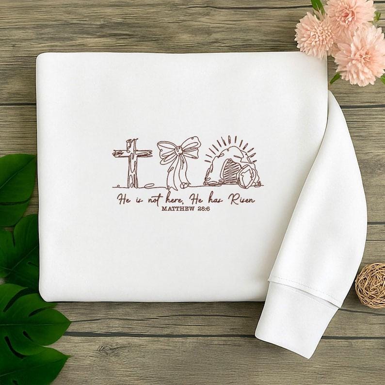He is Not Here He Has Risen Embroidery File, Easter Christian Digital ...