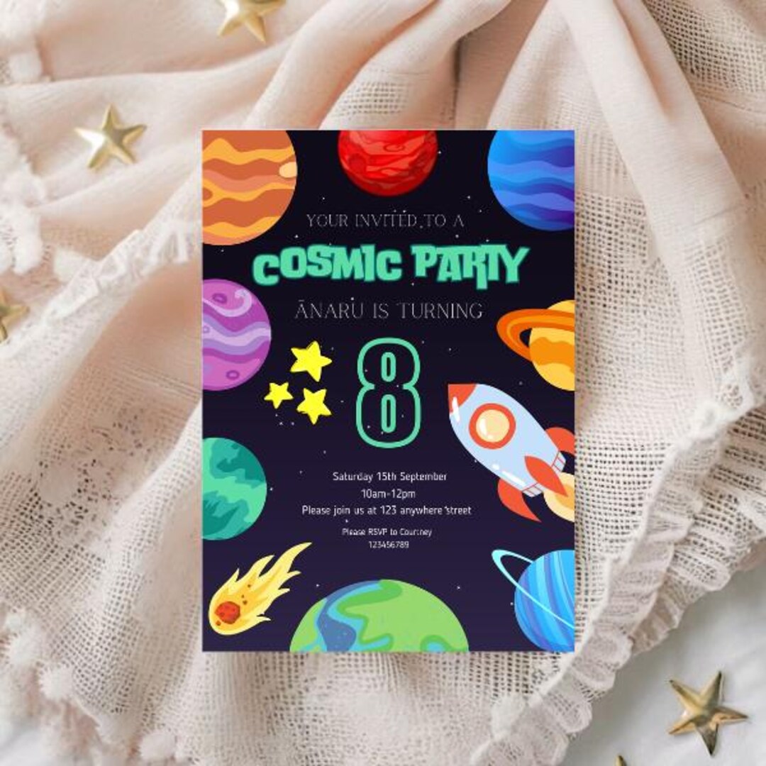 Cosmic Space Birthday Party Invitation Template - Etsy