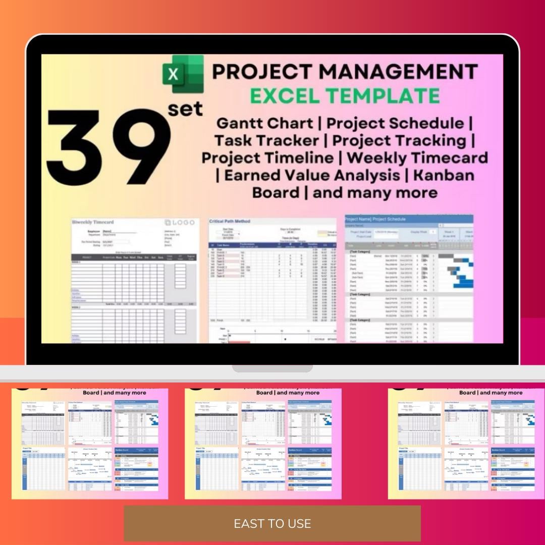 39 Set Excel Template for Project Management Gantt Chart Kanban Board ...