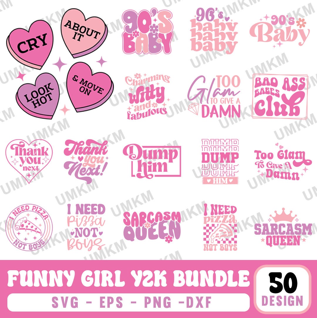 Retro Girl Y2k Svg Bundle, Sassy Svg, Girl Power Svg, Girl Boss Svg ...