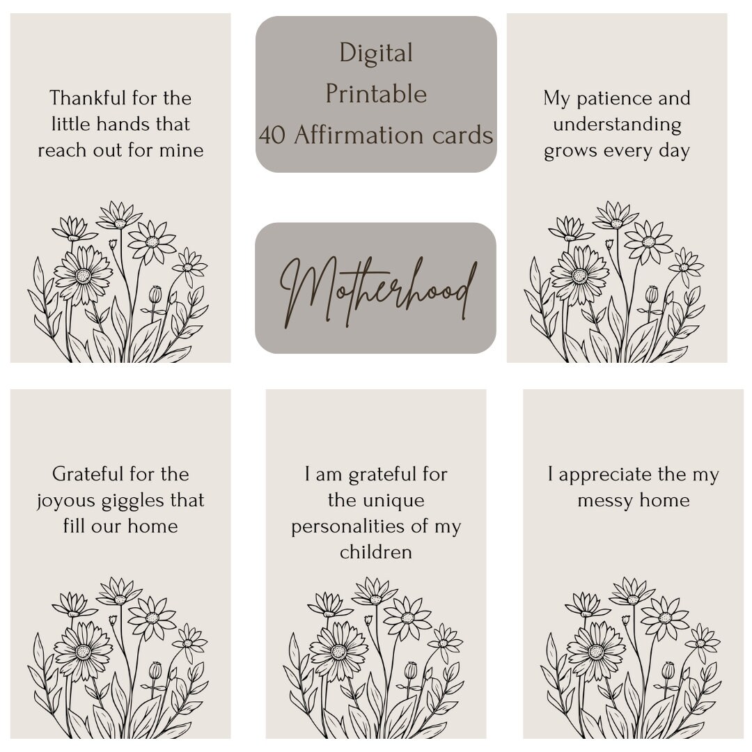 Digital and Printable Motherhood Affirmation Cards 40 Cards - Etsy