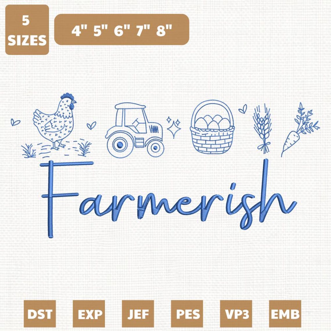 Farmerish Icons Machine Embroidery File, Farm Life Design (instant ...