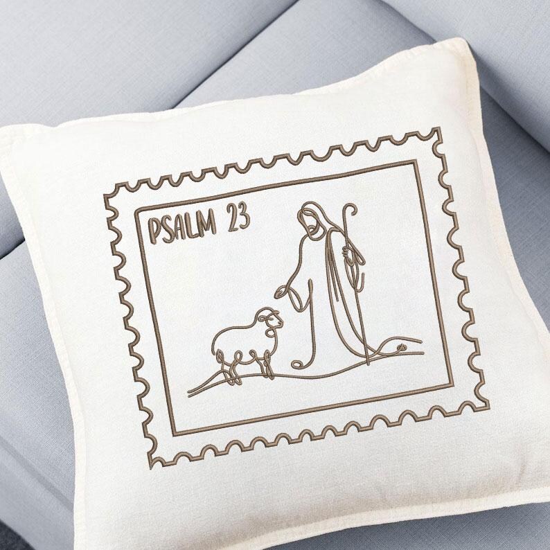 Psalm 23 God Shepherd Machine Embroidery File, Jesus and Lamb ...