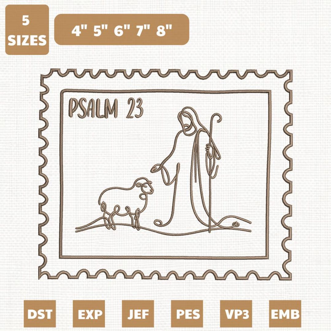 Psalm 23 God Shepherd Machine Embroidery File, Jesus and Lamb ...