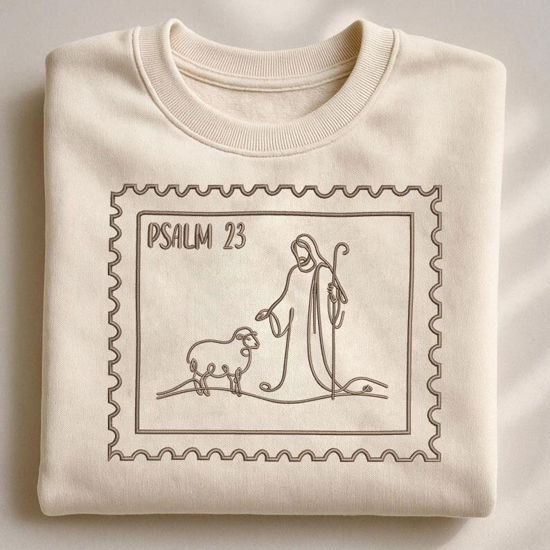 Psalm 23 God Shepherd Machine Embroidery File, Jesus and Lamb ...