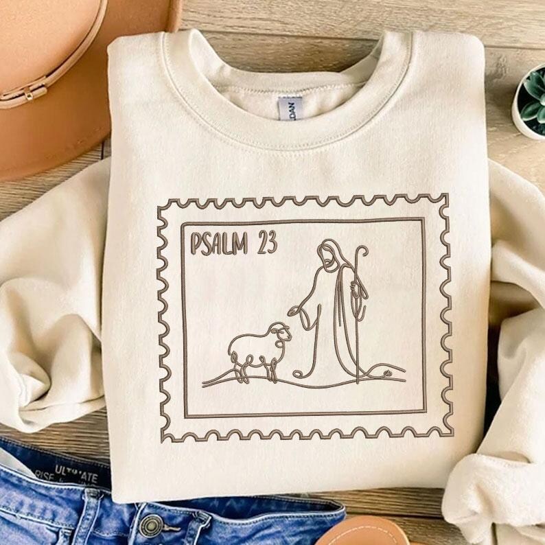 Psalm 23 God Shepherd Machine Embroidery File, Jesus and Lamb ...