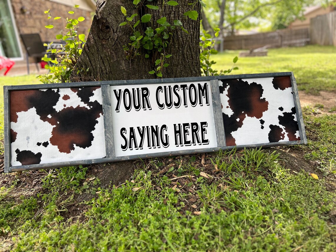 Faux Cowhide Wooden Sign - Etsy