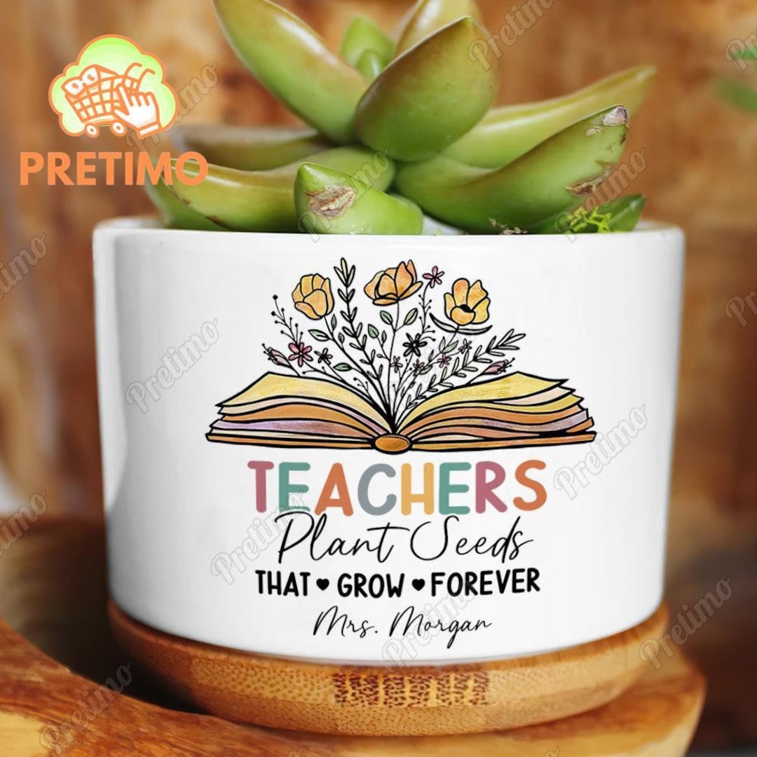 Personalized Teacher Plant Pot, Teacher Gift, Teacher Ceramic Plant Pot ...