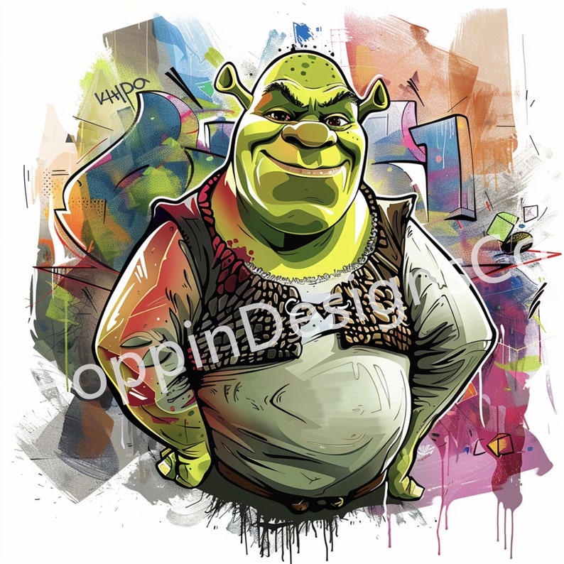 Shrek St. Patrick's Day PNG File, Shrek Digital Graffiti Art, Shrek ...