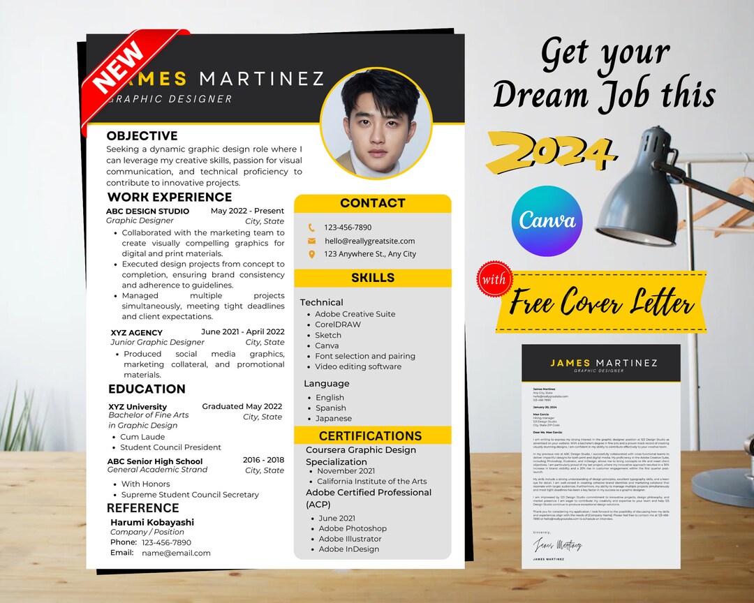 Resume Template Canva, Professional Resume, Minimalist Resume, Get Landed, Modern Resume With ...