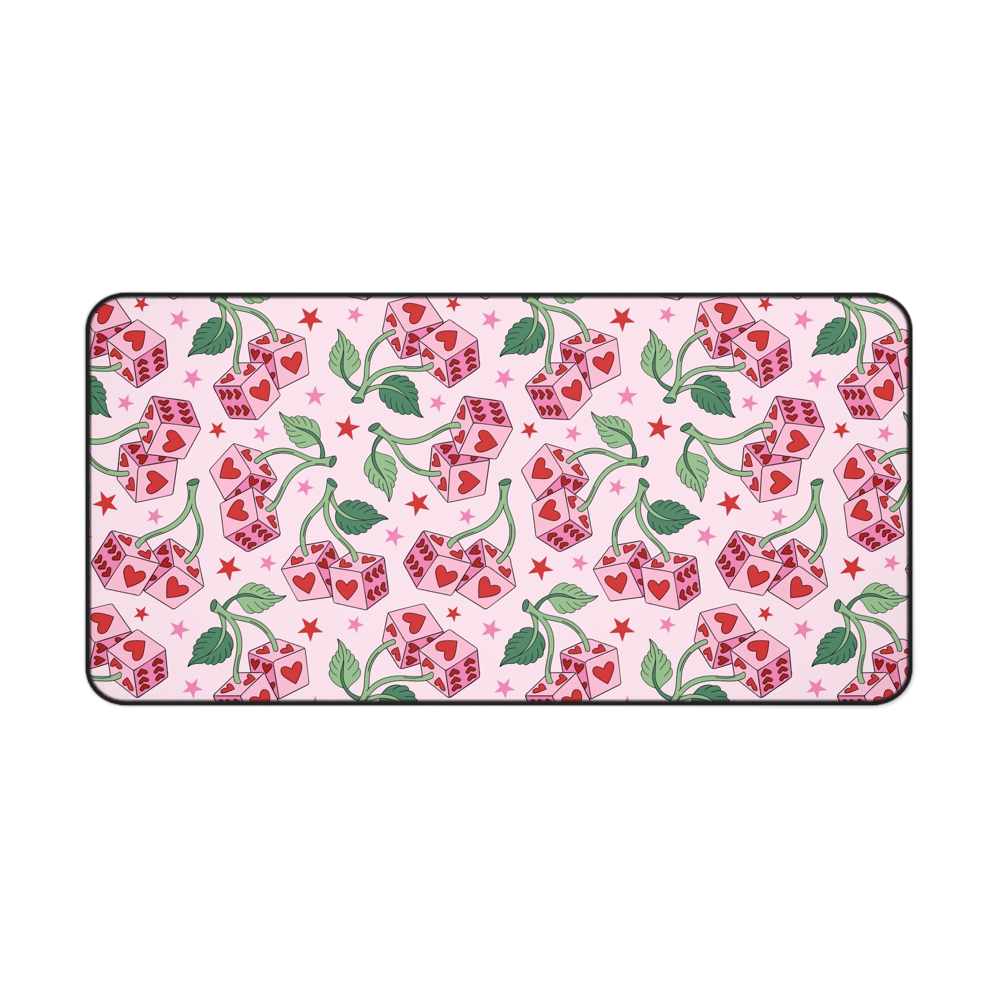 Cherry Dice Desk Mat Cowgirl Funky Western Retro Kitsch Coquette Pink ...