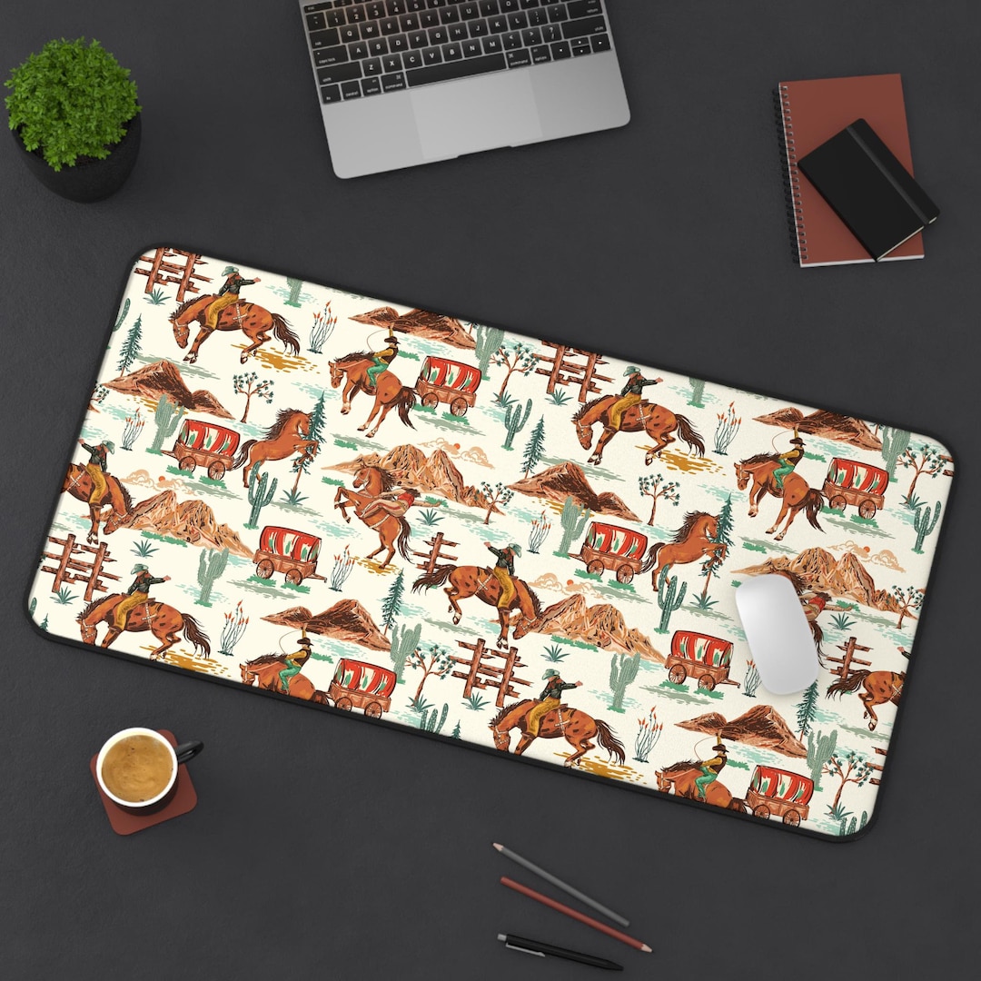 Bucking Horse Desk Mat Retro Vintage Rodeo Cowboy Cowgirl Western ...